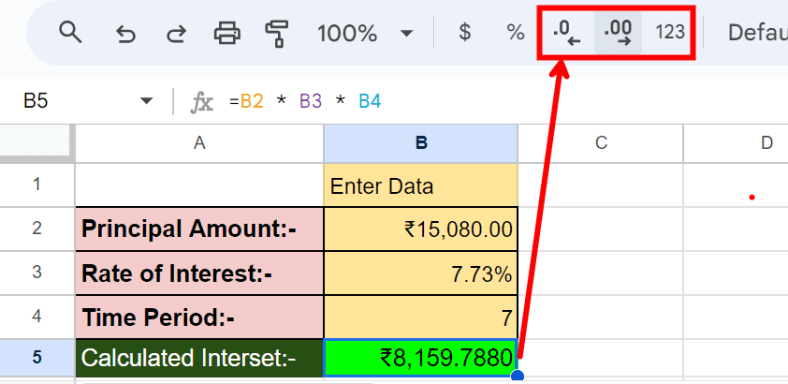 Simple Interest Formula in Google Sheets With Example - AtoZ Library