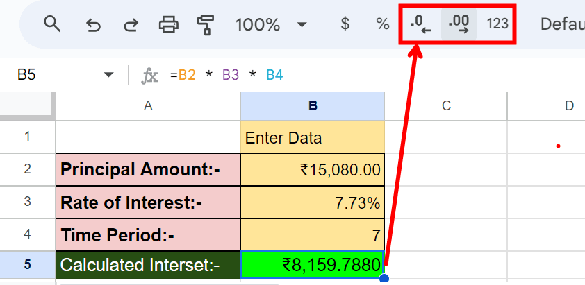 Simple Interest Formula in Google Sheets With Example - AtoZ Library